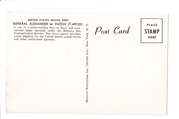 Ship Postcard - GENERAL ALEXANDER M PATCH - USNS - D08213 – KATHYS ...